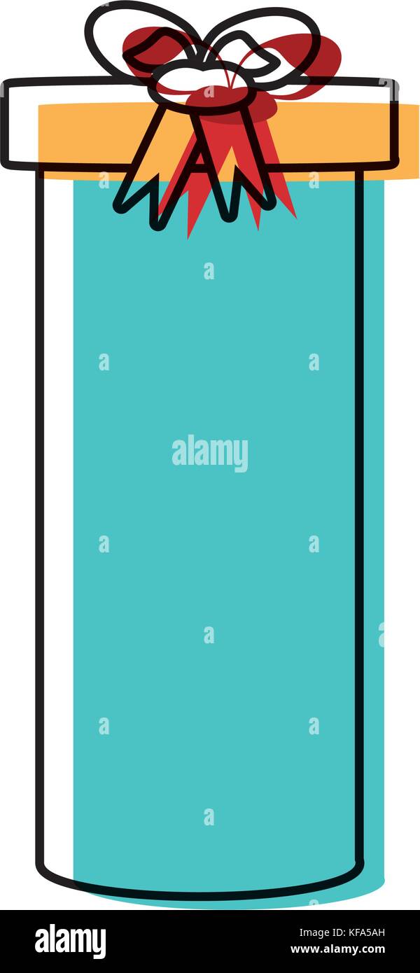 flat line colored gift over white background vector illustration Stock ...