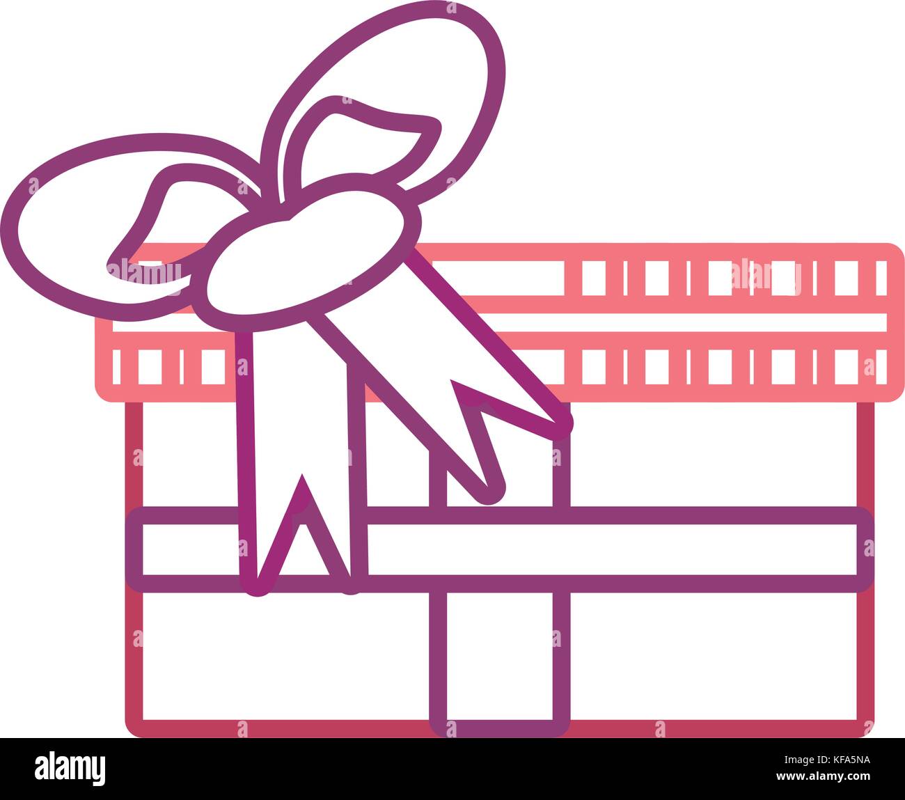 flat line colored gift over white background vector illustration Stock ...