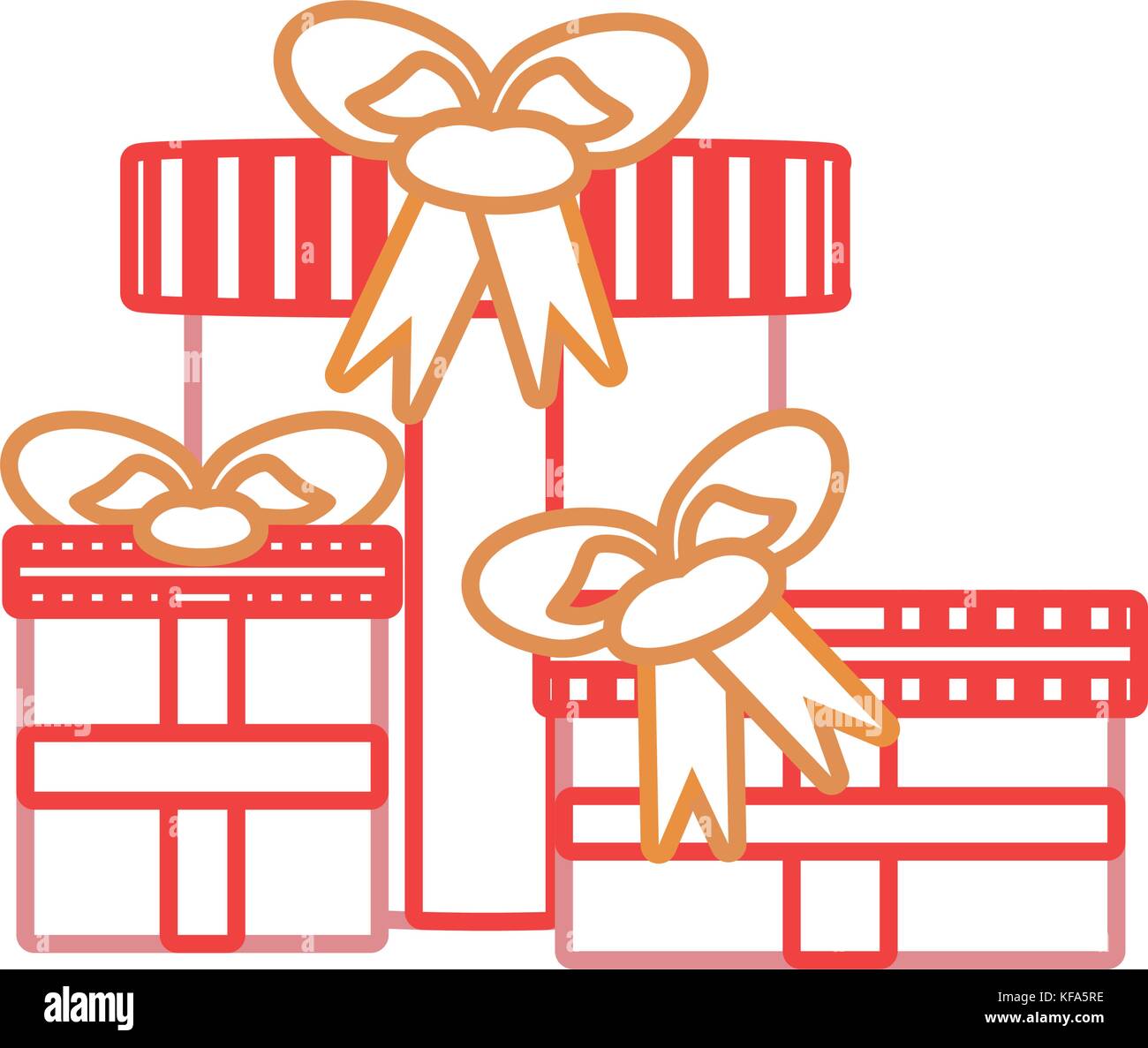 flat line colored gift over white background vector illustration Stock ...