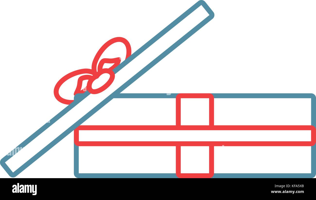 flat line colored gift over white background vector illustration Stock ...