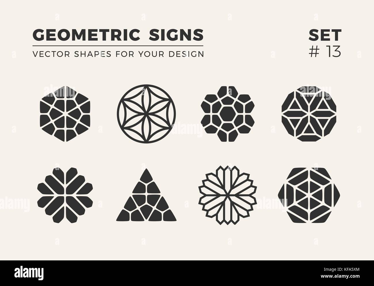 Set of eight minimalistic trendy shapes. Stylish vector logo emblems ...