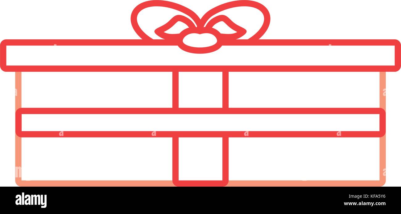 flat line colored gift over white background vector illustration Stock ...
