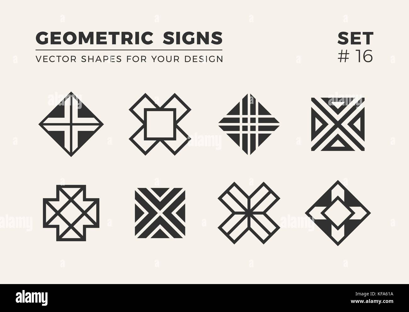 Set of eight minimalistic trendy shapes. Stylish vector logo emblems ...