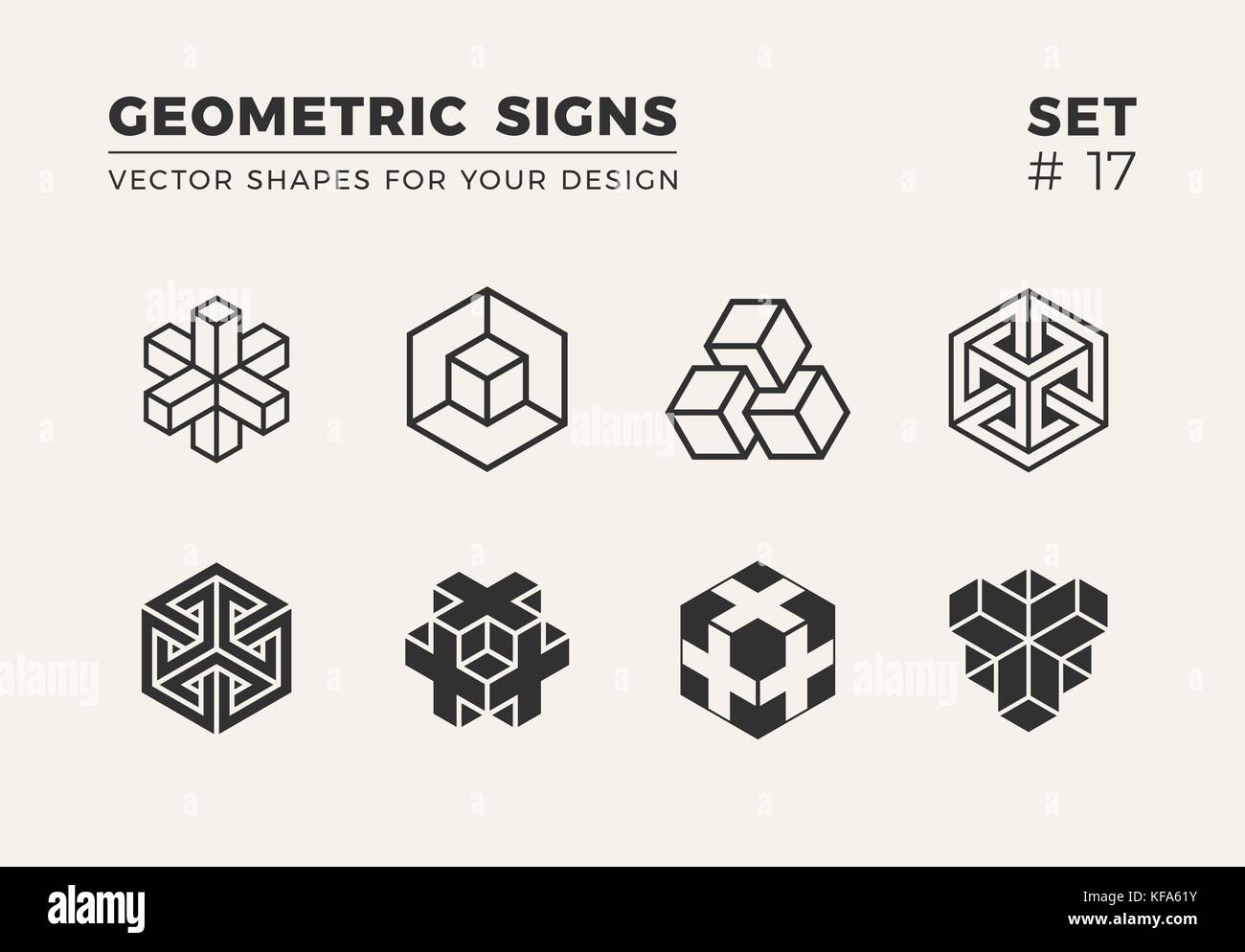 Set of eight minimalistic trendy shapes. Stylish vector logo emblems ...