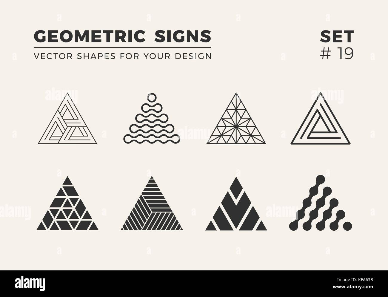 Set of eight minimalistic trendy shapes. Stylish vector logo emblems ...