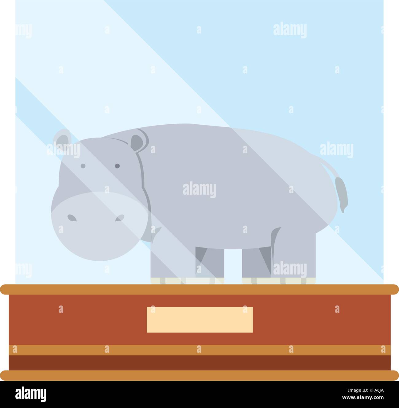 showcase with hippopotamus icon over white background vector ...