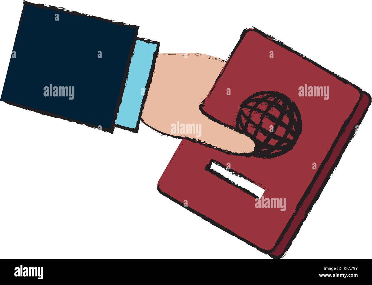 hand human with passport document vector illustration design Stock ...