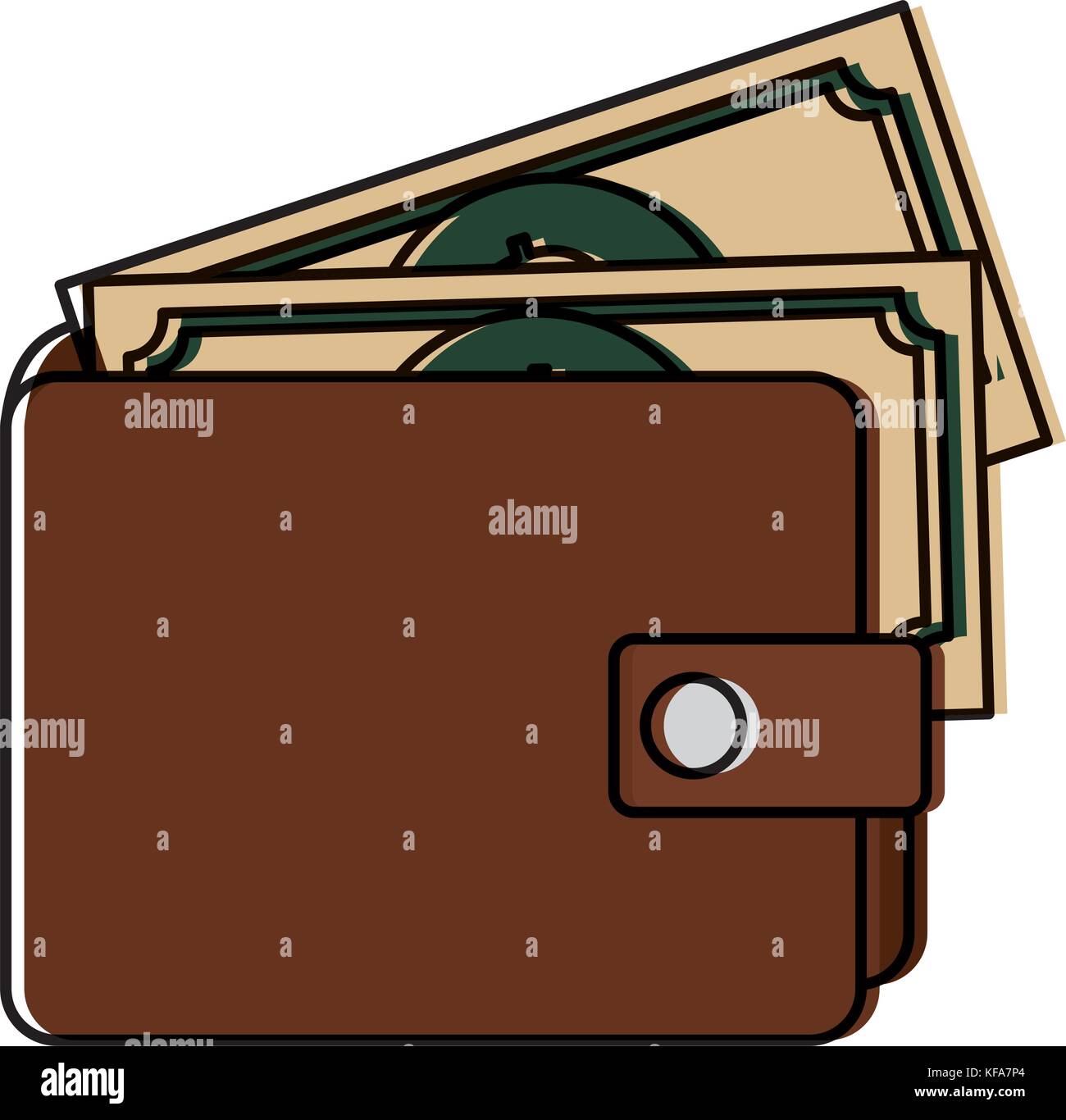 wallet money with bills vector illustration design Stock Vector Image ...