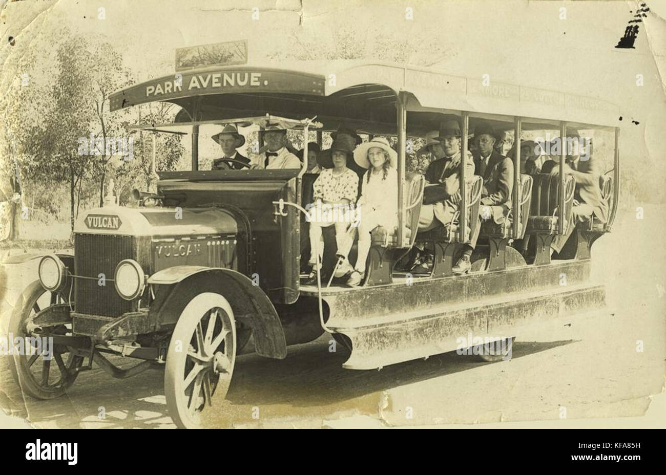 Passengers on the Park Avenue route bus Rockhampton, 1930 Stock Photo ...