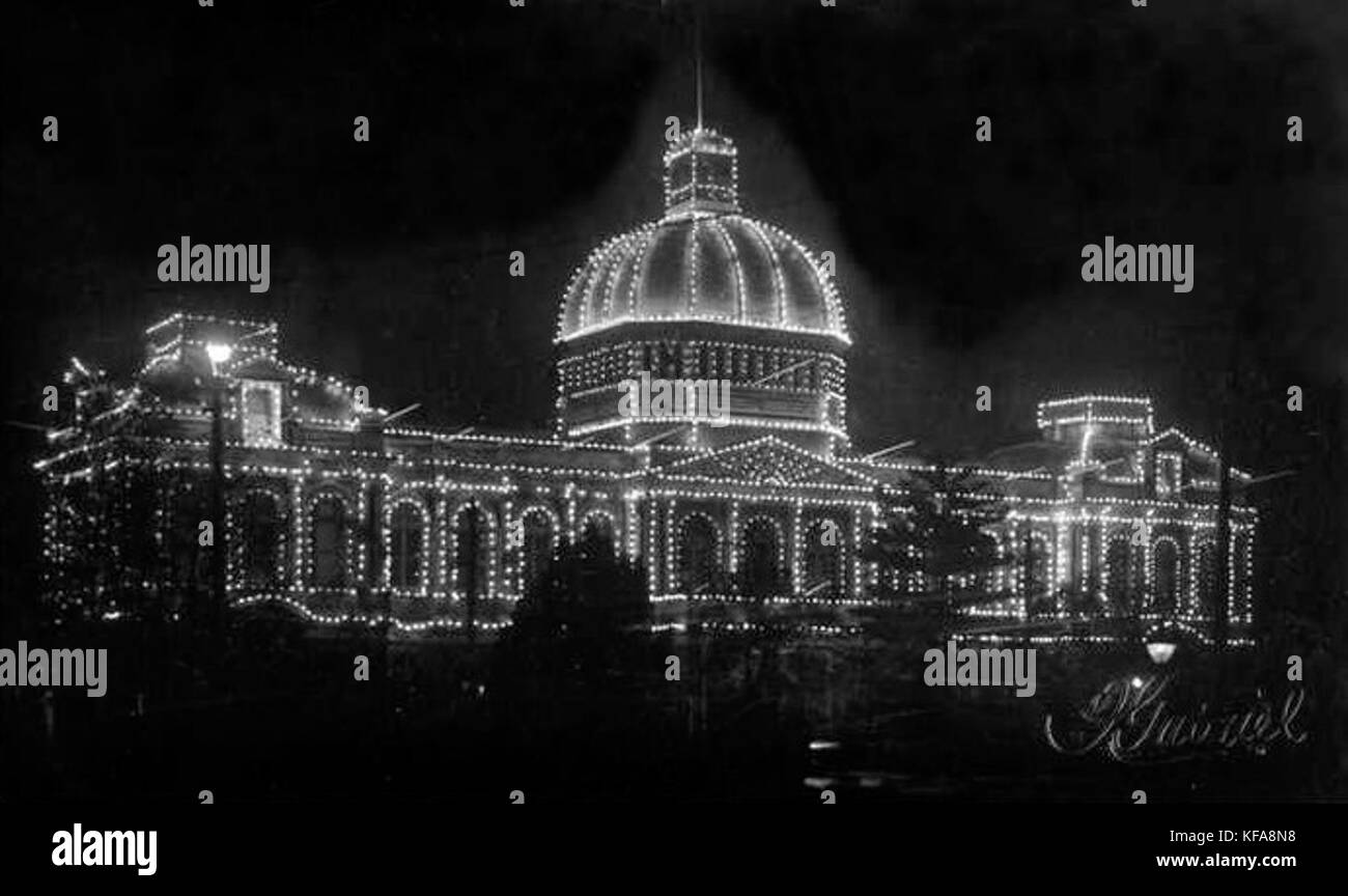 Jubilee Exhibition Building Night 1920 Stock Photo - Alamy
