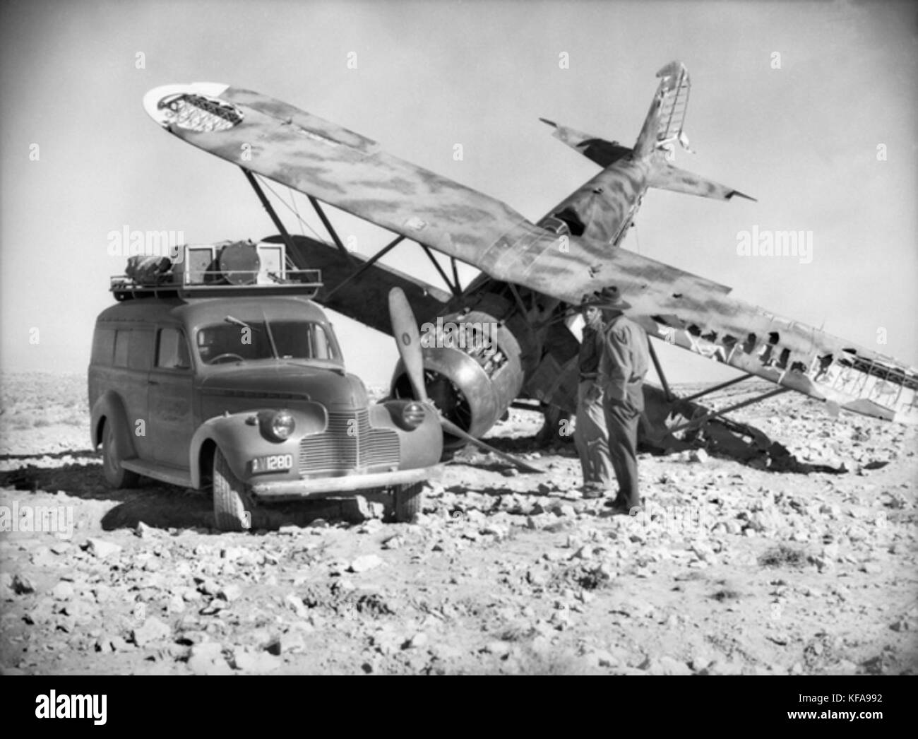 Crashed Fiat CR42 Libya 1940 Stock Photo - Alamy