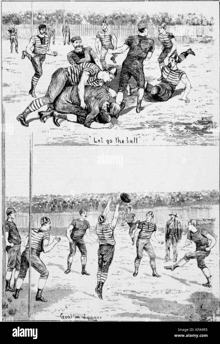 These sketches from 1880 depict a rivalry between the Geelong and ...