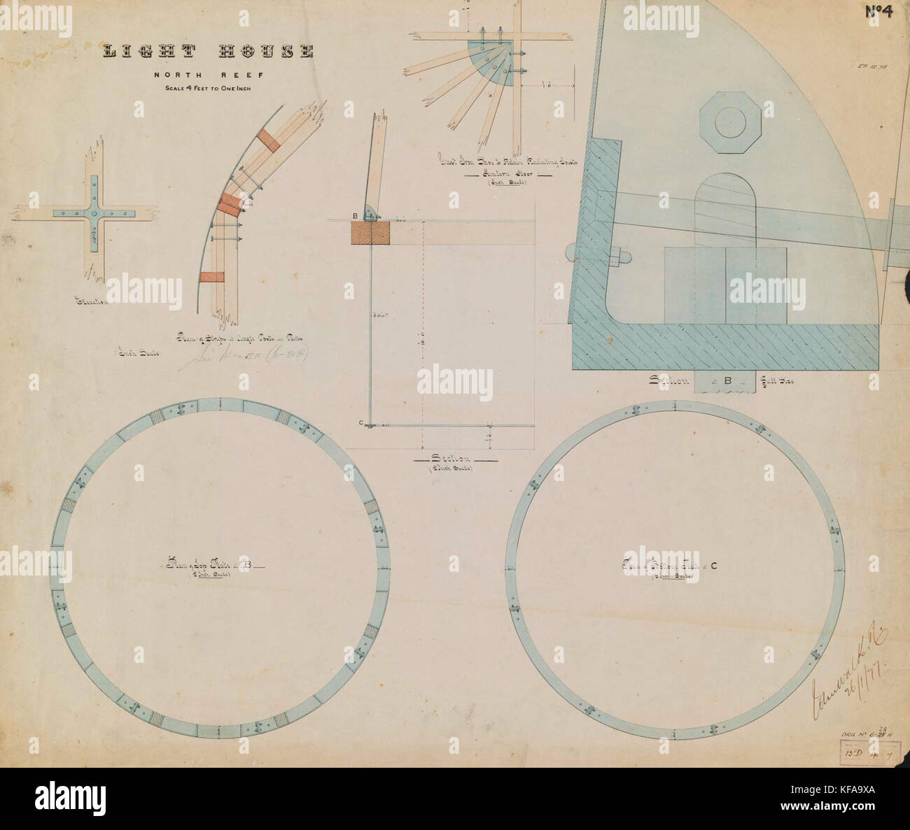 North Reef Lighthouse plans, 1877 Stock Photo - Alamy