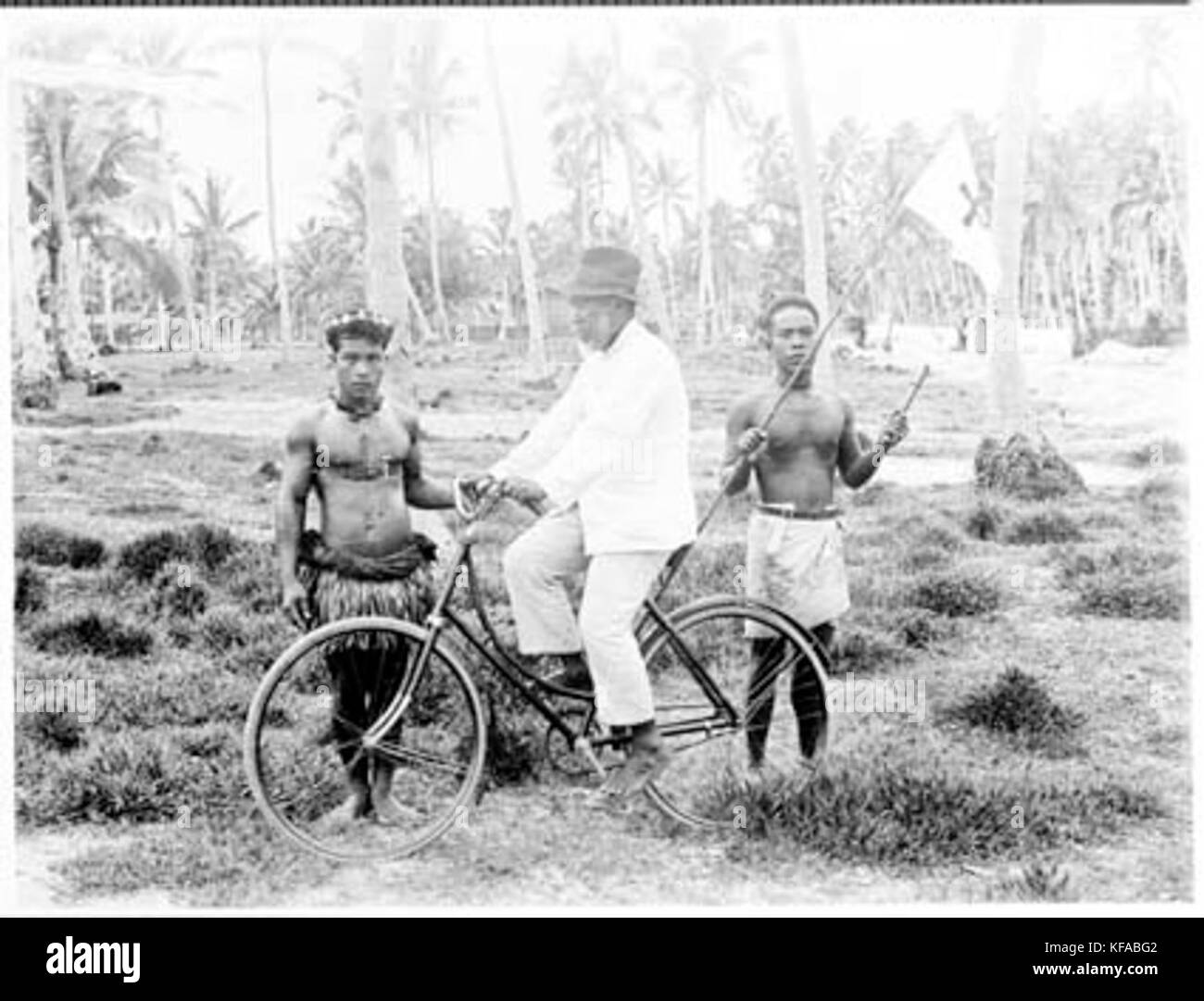 Oweida King of Nauru and his flag as President of Native Red Cross ...
