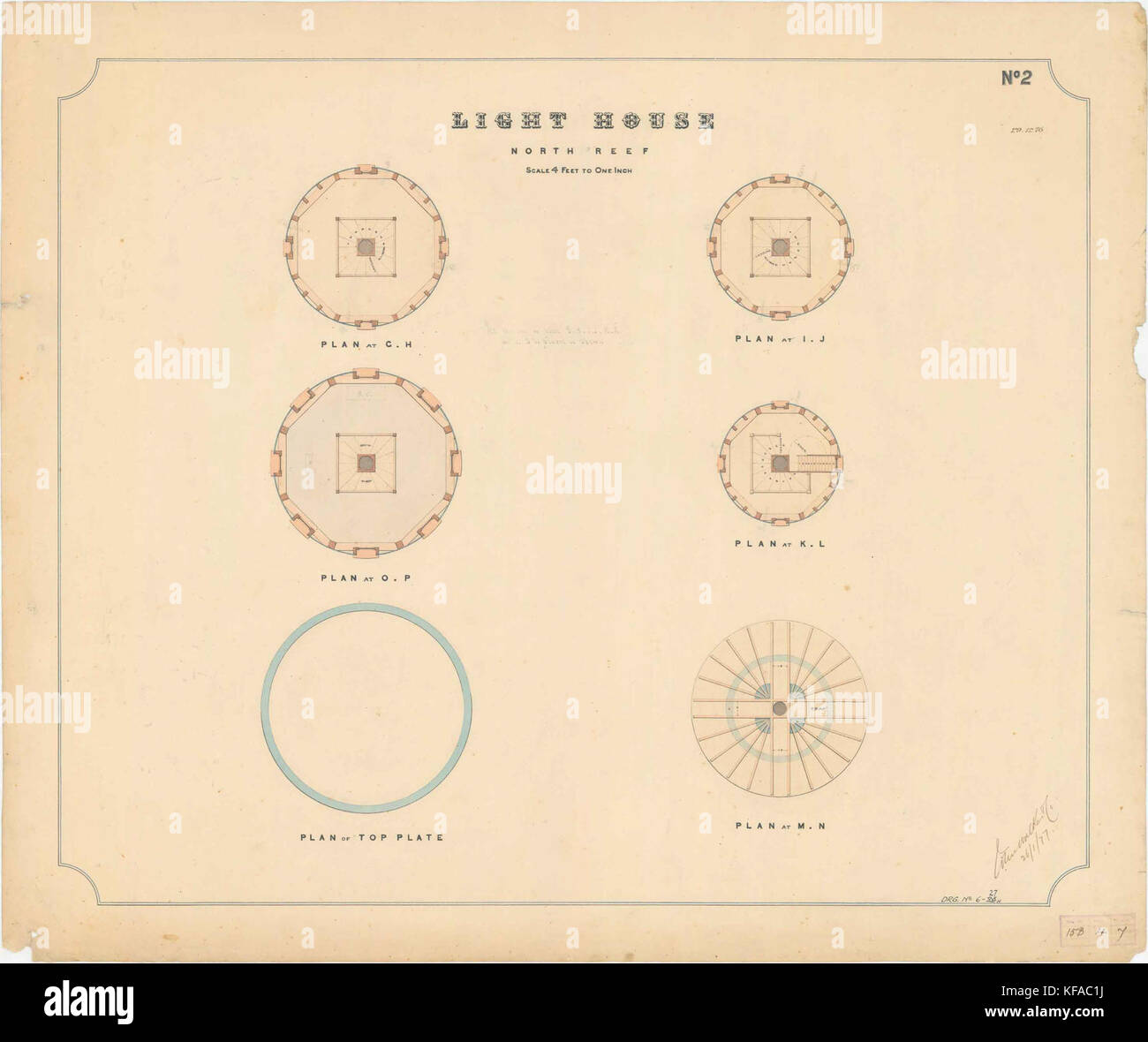 North Reef Lighthouse Plan of levels, 1877 Stock Photo - Alamy
