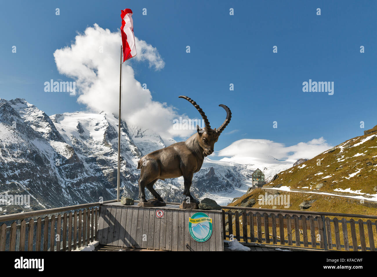 GROSSGLOCKNER, AUSTRIA - SEPTEMBER 23, 2017: Alpine ibex statue ...
