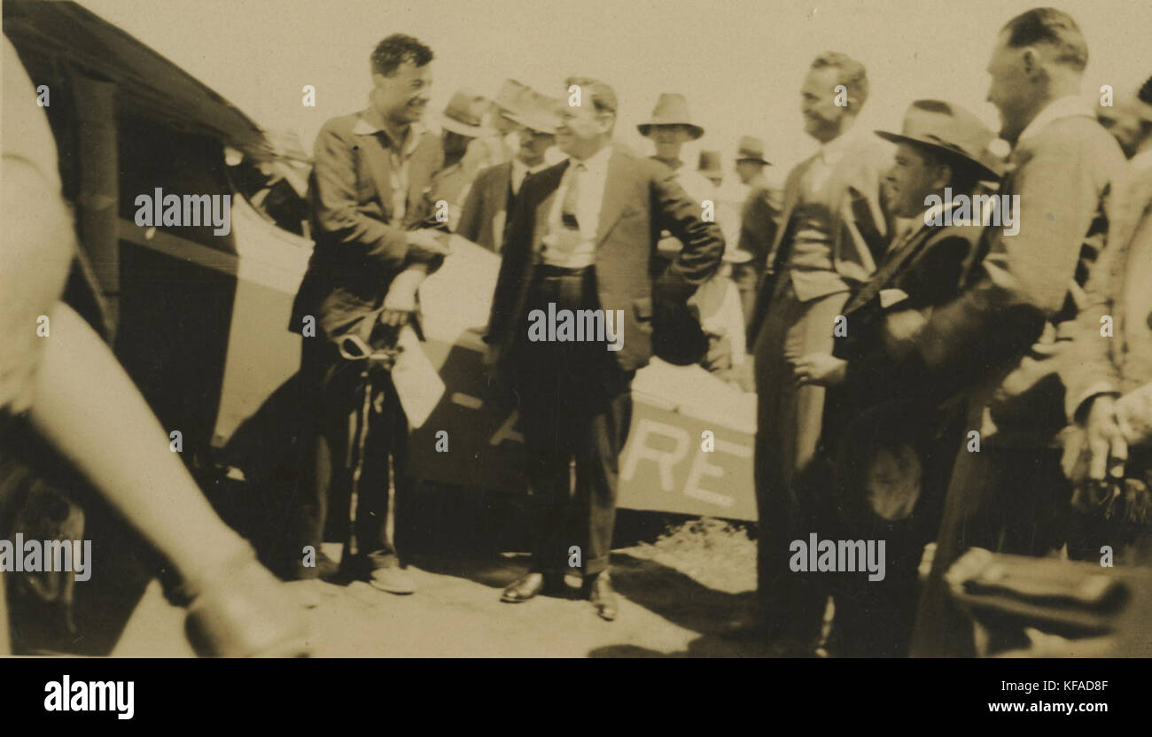 Arthur Butler and crowd beside the Comper Swift aeroplane G ABRE, 1931 ...