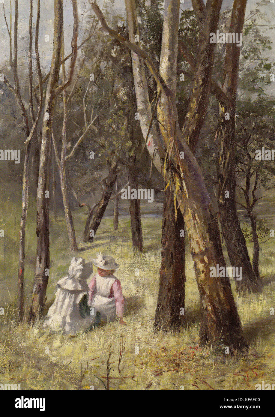 A painting by Jane Sutherland titled 'Little Gossips,' created in 1888 ...