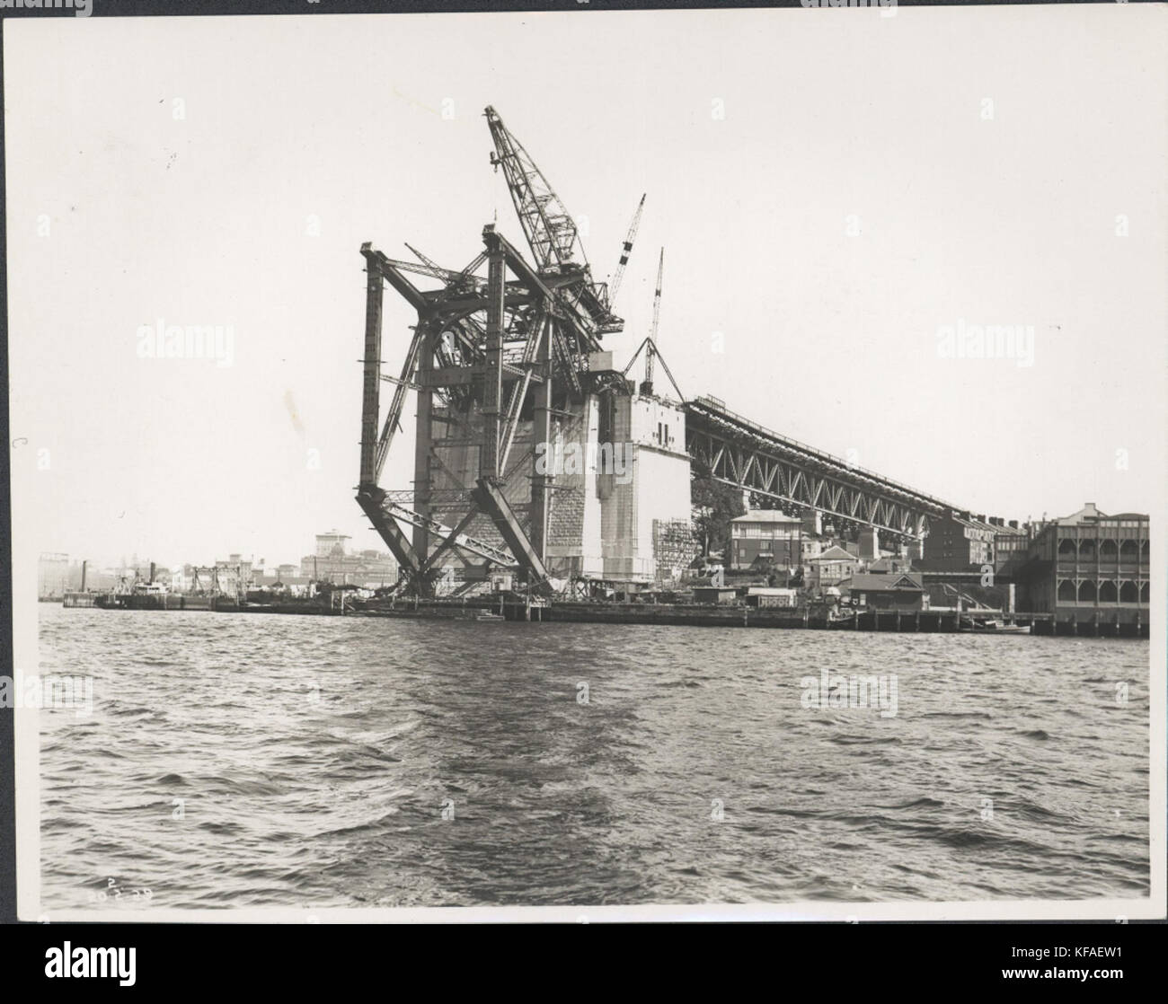 Southern approach to Sydney Harbour Bridge from the water, 1929 ...