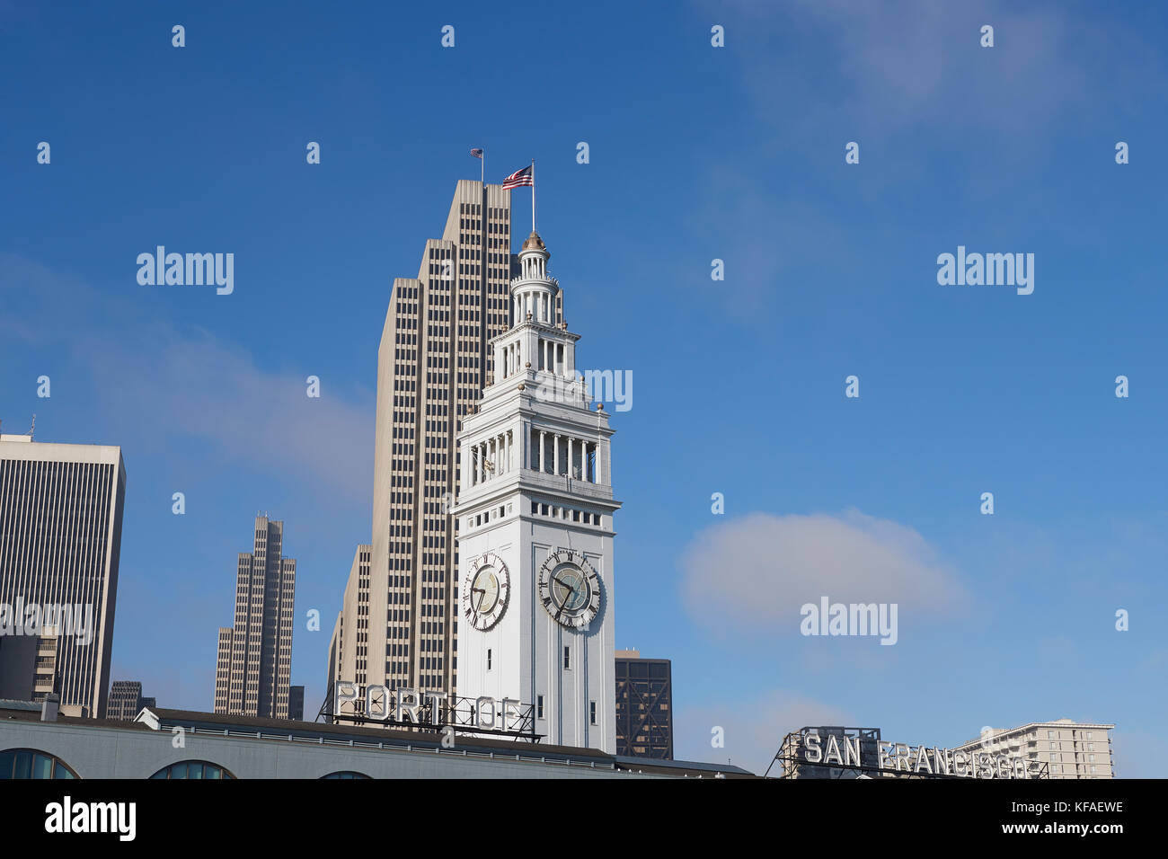 The Clock Tower Of The San Francisco Ferry Building And The San ...