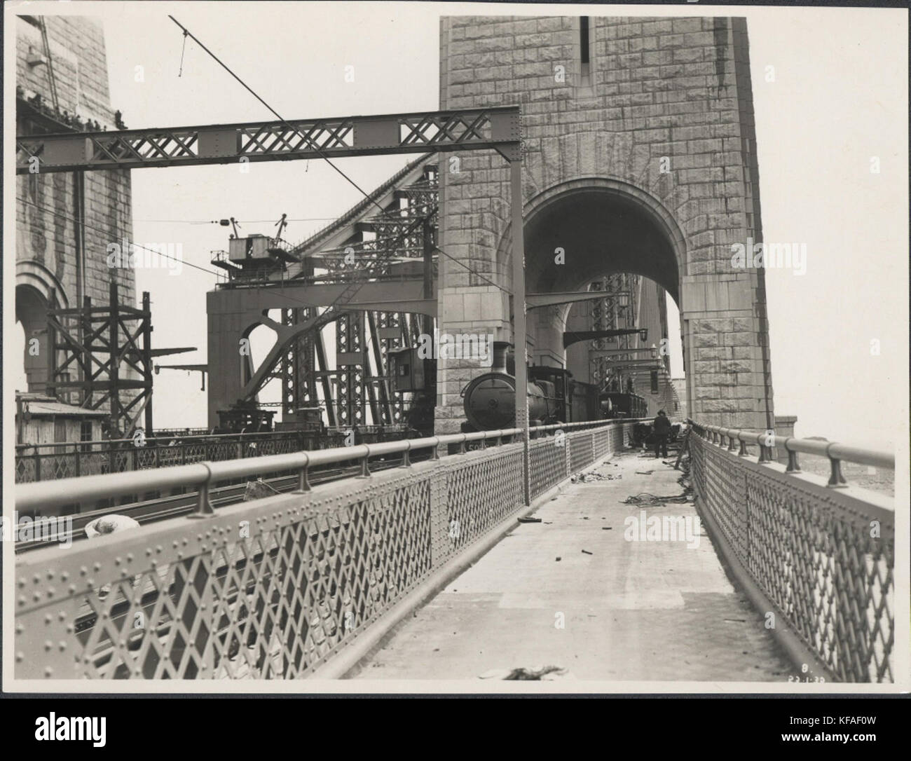 Electrical cables being installed on Harbour Bridge, 1932 (8283776854 ...