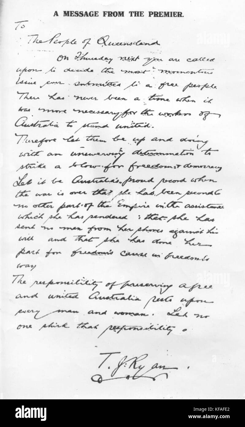 A Message From The Premier Stock Photo - Alamy