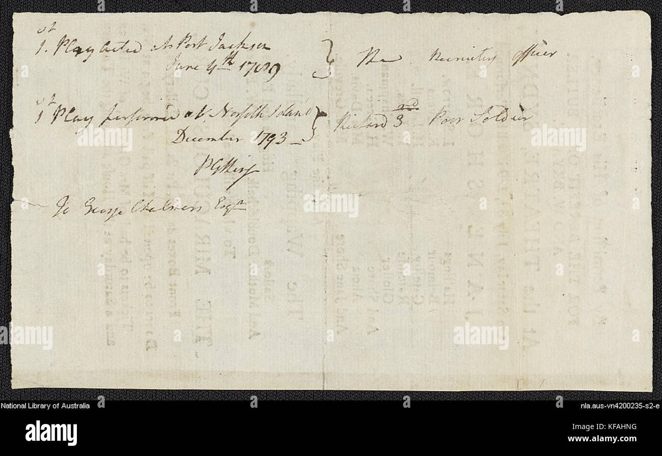 Sidaway Playbill back Stock Photo - Alamy