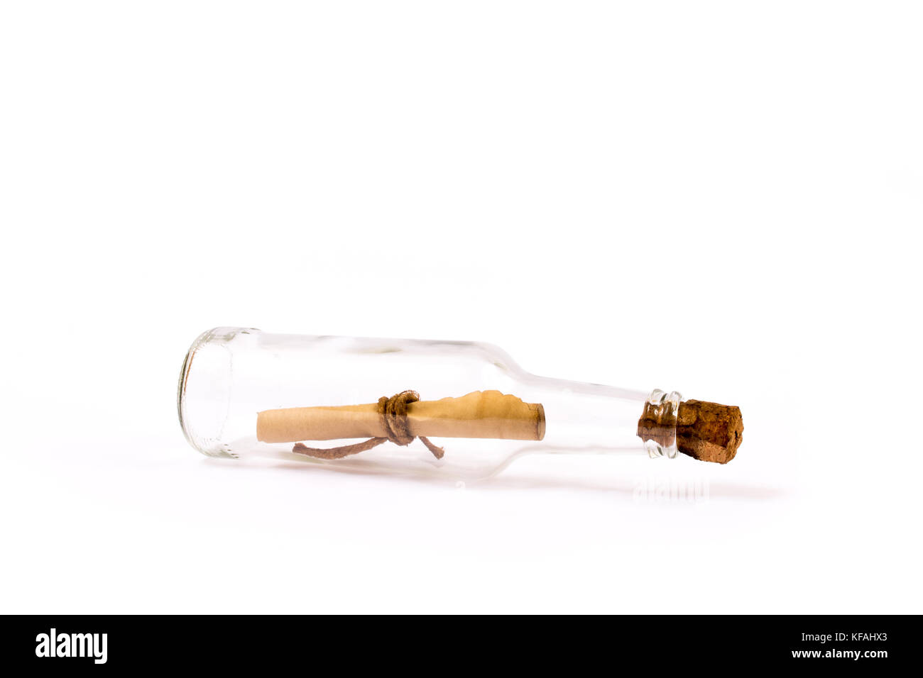 Isolated message in a bottle on white background Stock Photo - Alamy