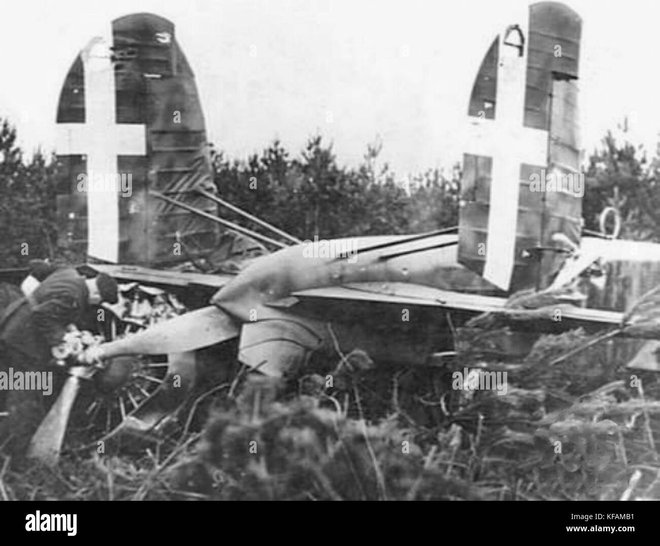 Crashed Fiat BR20 in Britain c1940 Stock Photo - Alamy