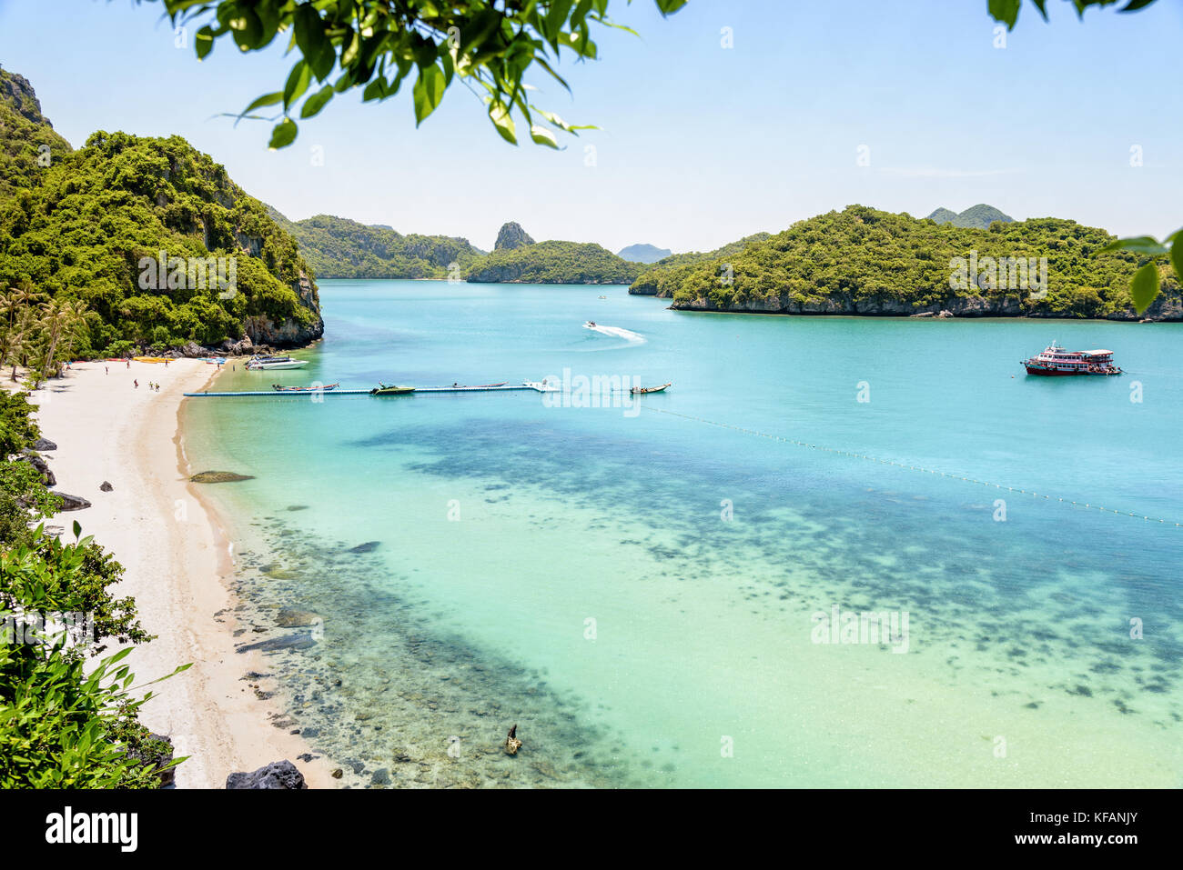 High angle view beautiful natural landscape of the beach, floating pier ...