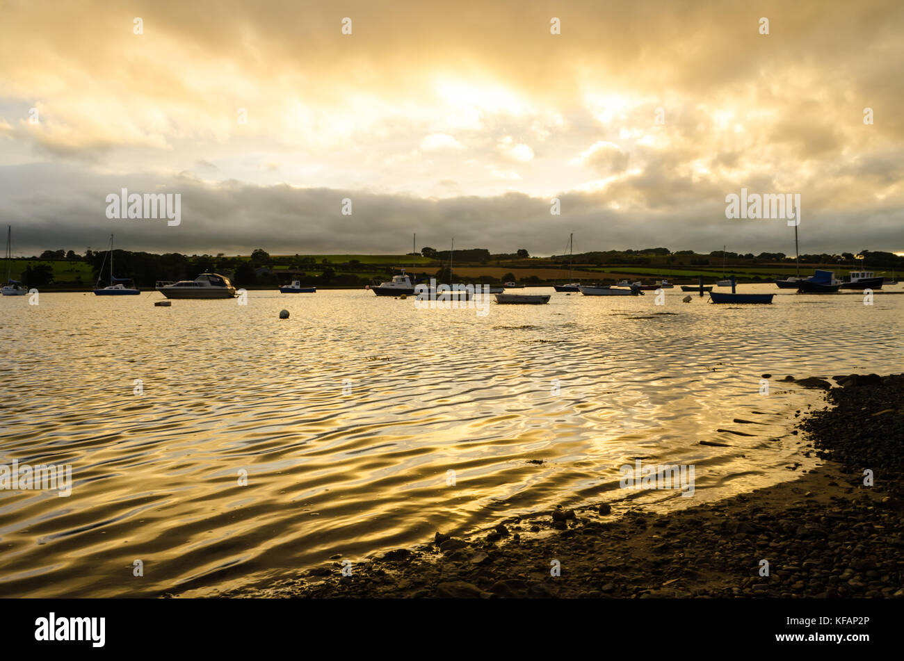 Sunset Across the River Aln at Alnmouth Stock Photo - Alamy