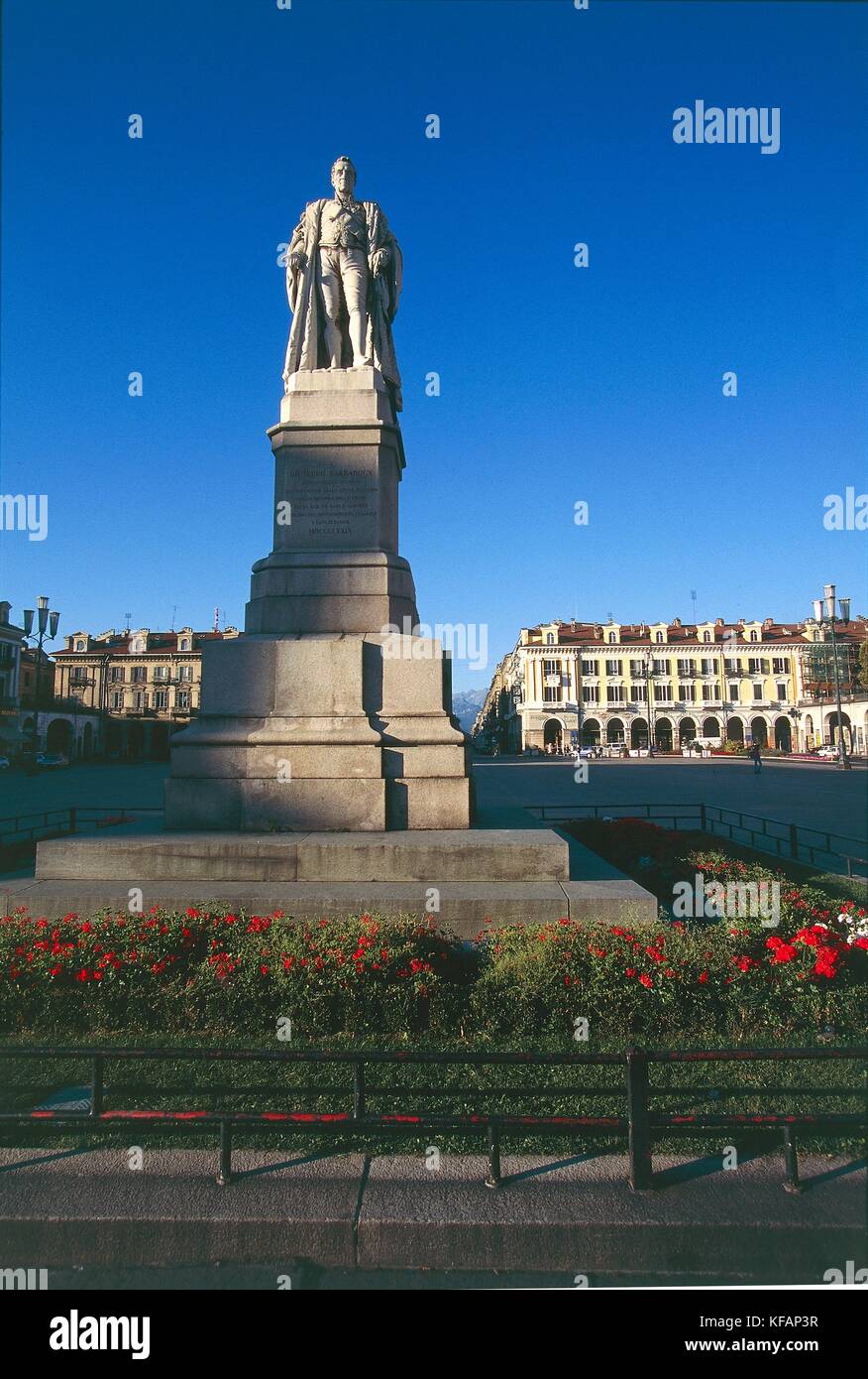 Piedmont, Cuneo, Piazza Galimberti. The monument to Joseph Barbaroux ...