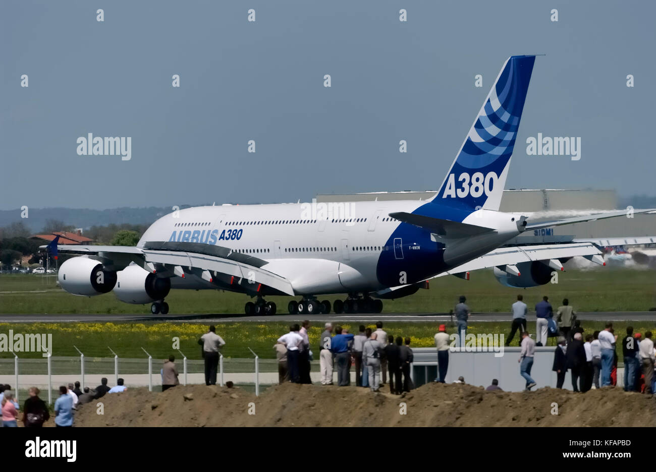 the Airbus Prototype Airbus A380-841 taxiing after first flight with ...