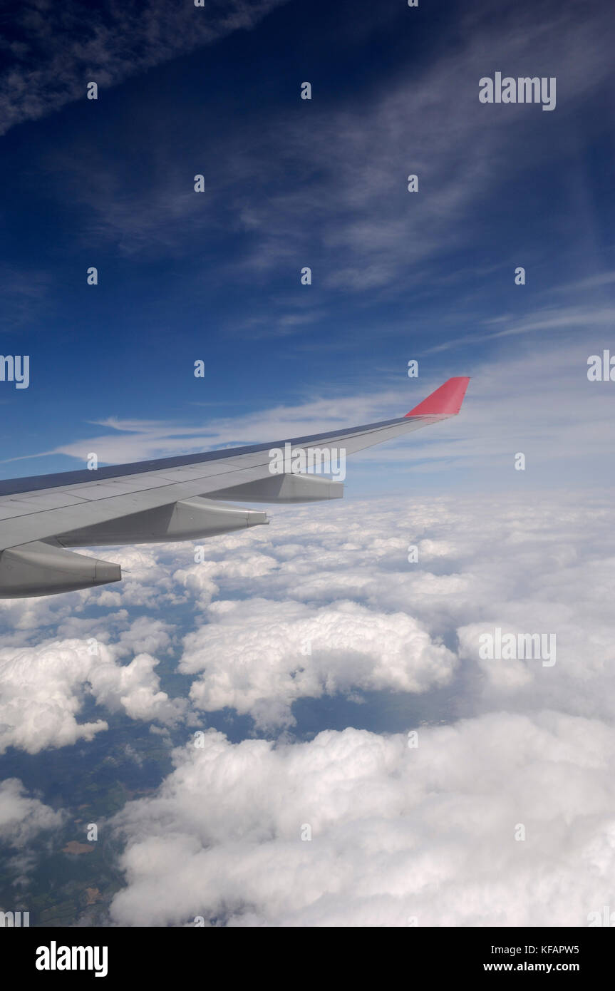 Airbus A330 trailing-edge of wing and winglet enroute LGW-MSP on flight ...