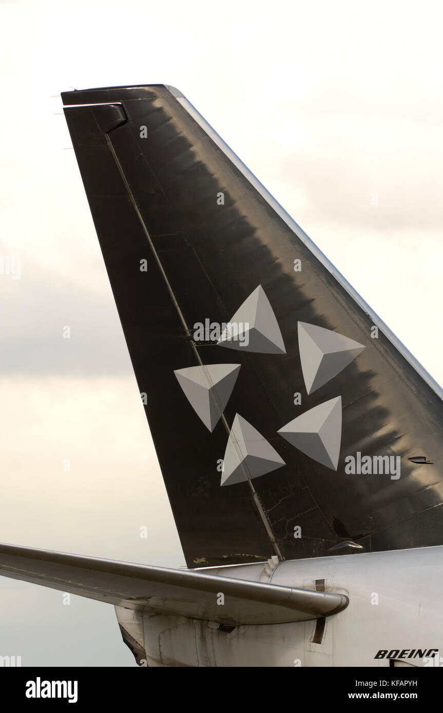 tail of the LOT - Polish Airlines, Poland Boeing 737-55D in Star ...