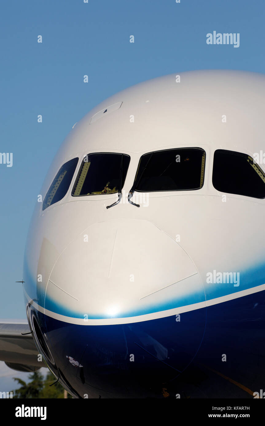 windshield of the first Boeing 787-8 Dreamliner at the roll-out ...