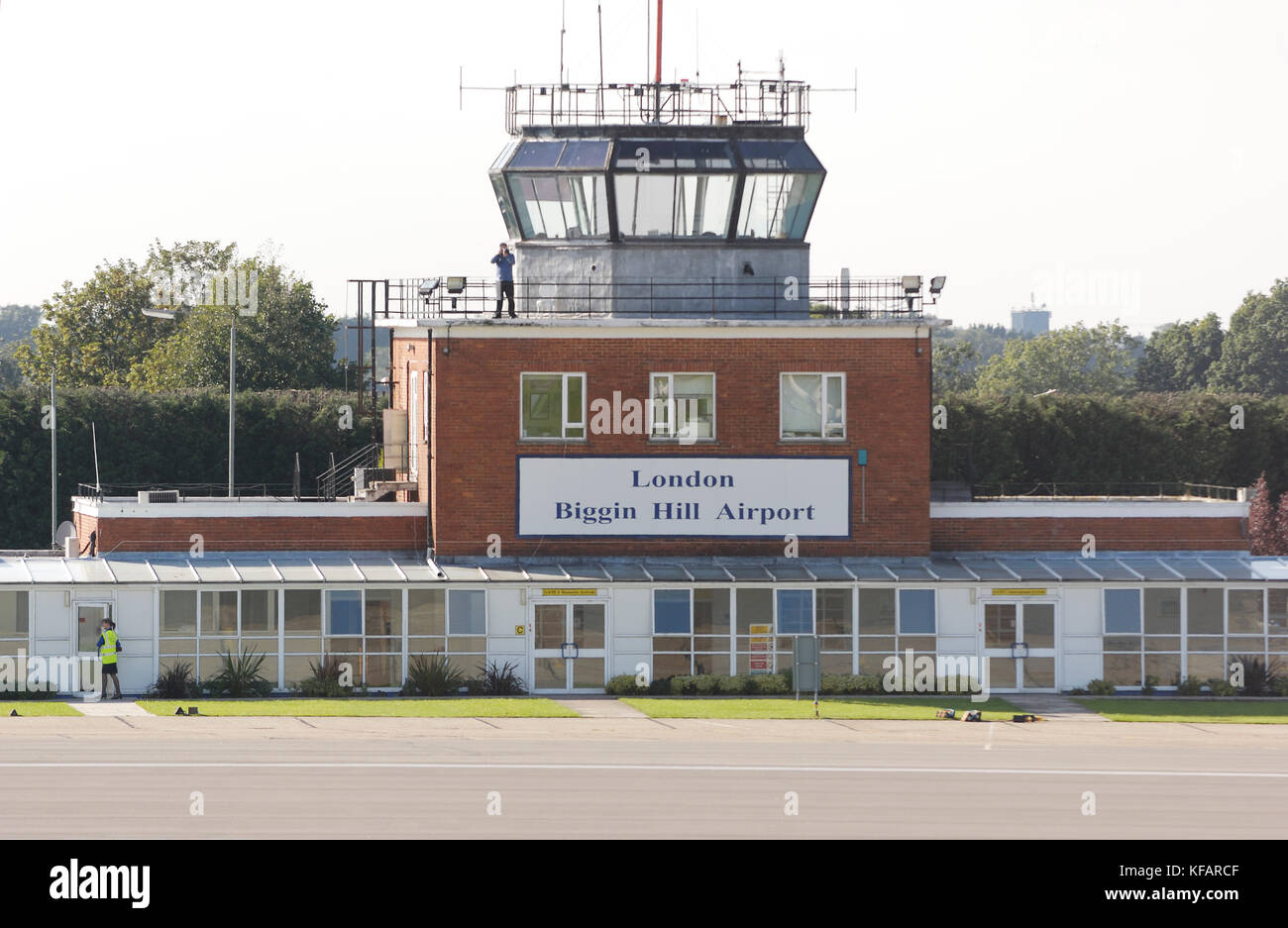 Biggin-Hill terminal and air traffic control-tower Stock Photo - Alamy