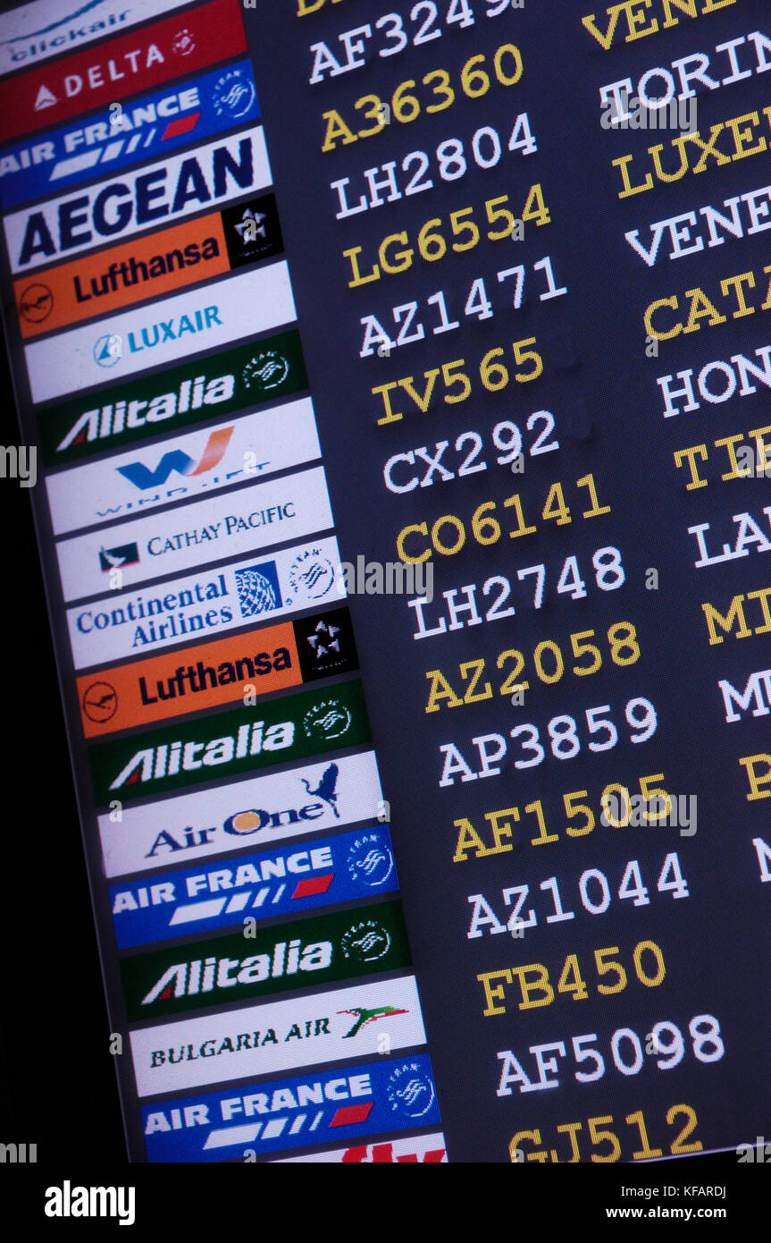 flight-information screen in the terminal Stock Photo - Alamy