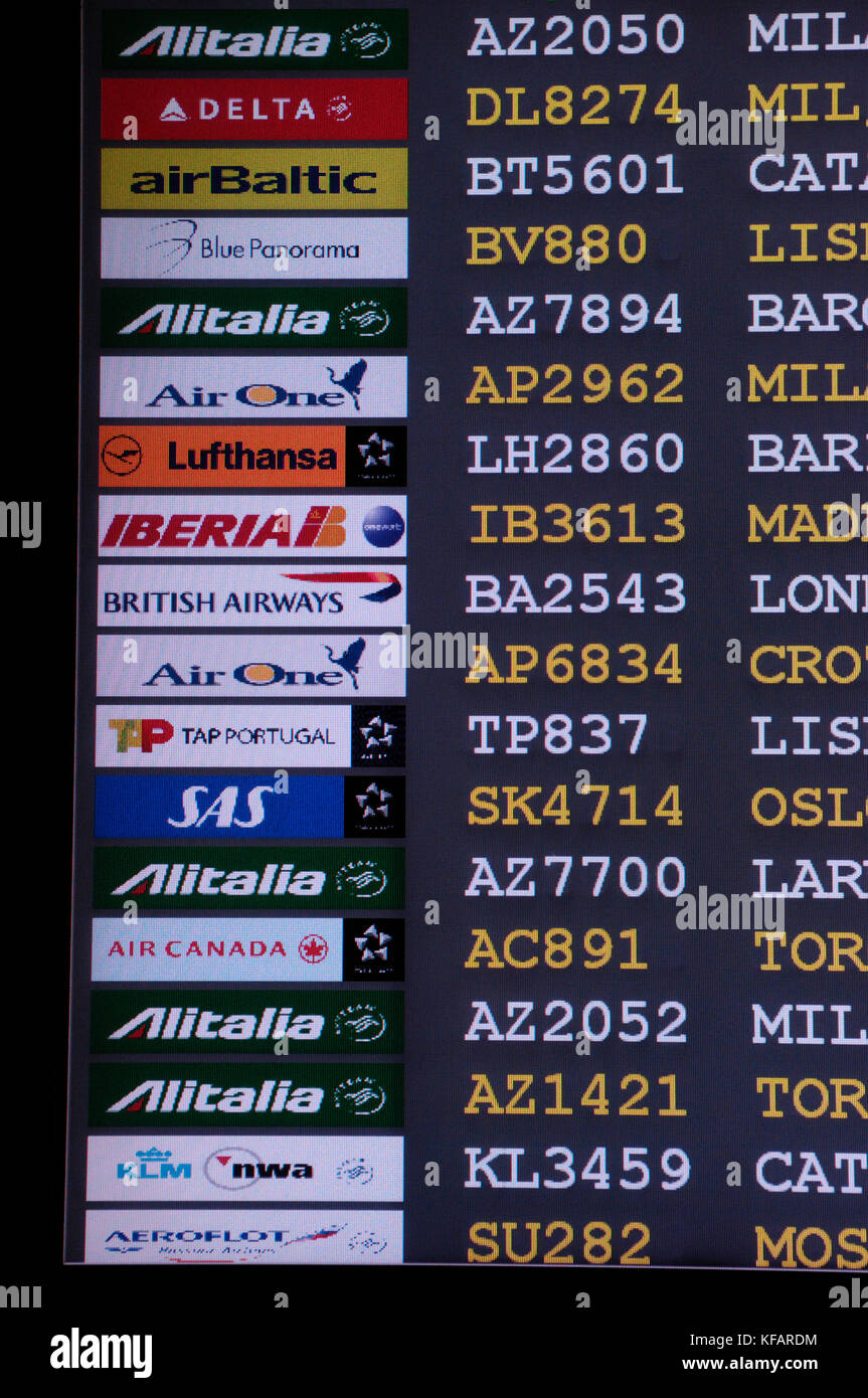 flight-information screen in the terminal Stock Photo - Alamy