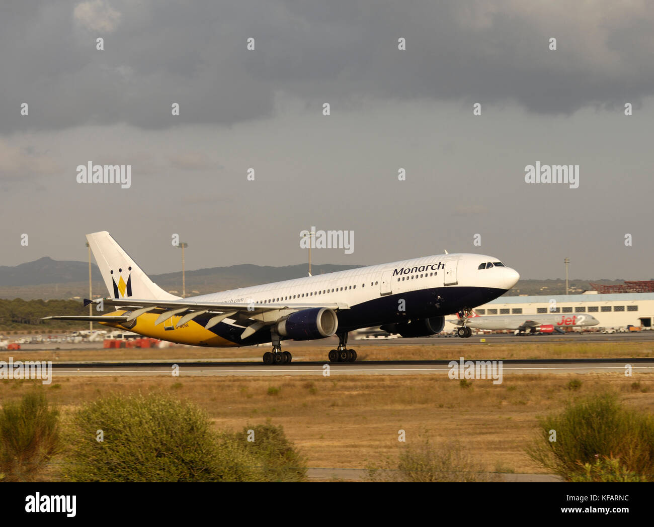 Monarch Airlines Airbus A300-600R taking-off from Palma International ...