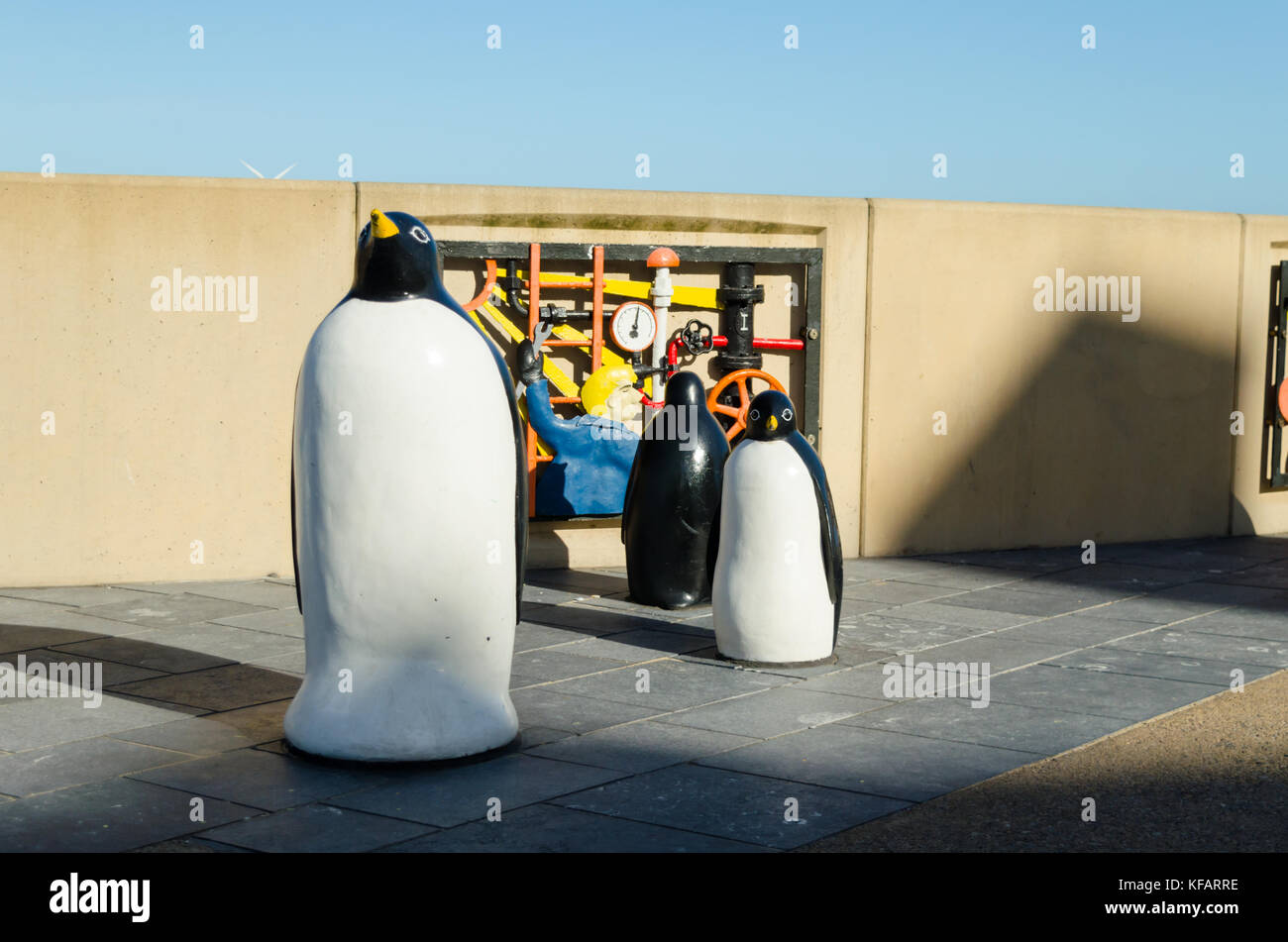 Penguin Bollards situated at Redcar Esplanade, Redcar Stock Photo - Alamy