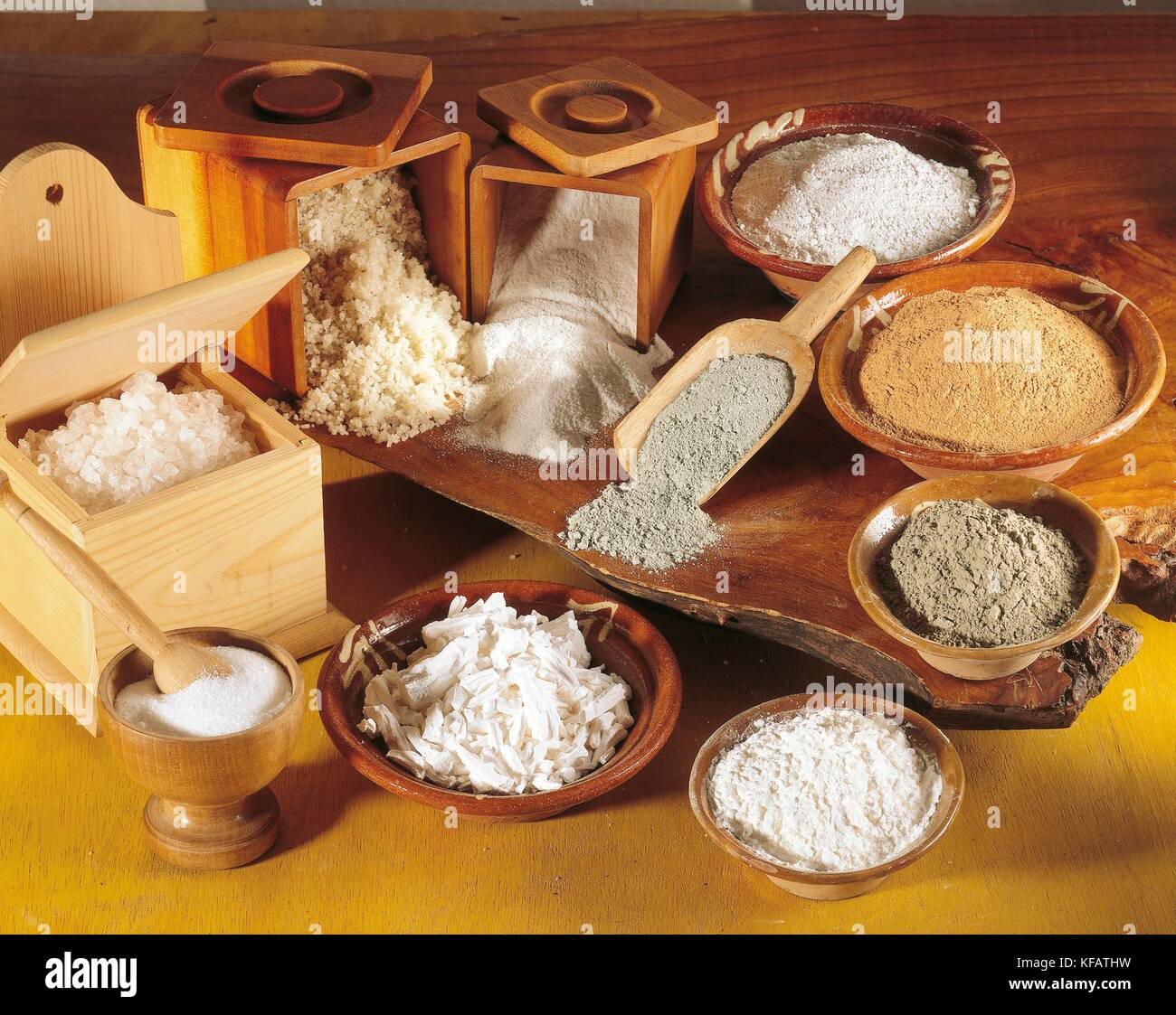 Still Life, Clay Salt Starch Various Types Stock Photo - Alamy