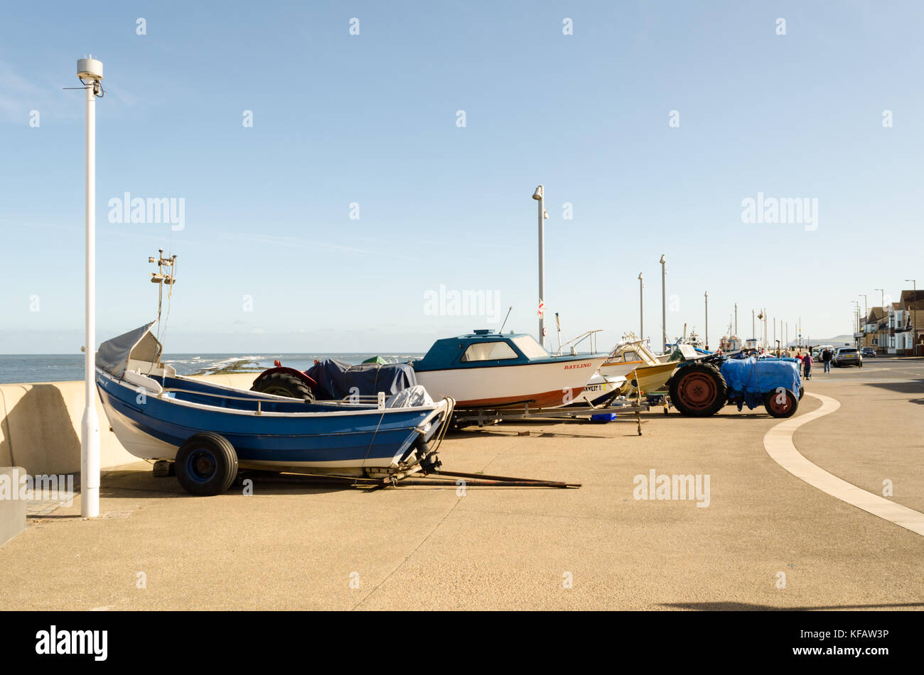 Southeasterly View Along Redcar Esplanade showing Fishing Boats Stock ...