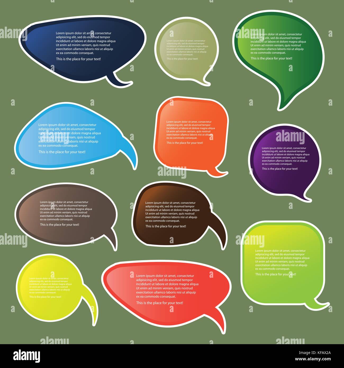 Collection of Colorful Speech And Thought Bubbles, Text Boxes - Vector ...