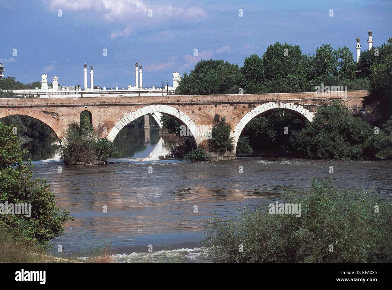 Italy, Lazio Region, Rome, The Milvian Bridge and the Tevere River ...