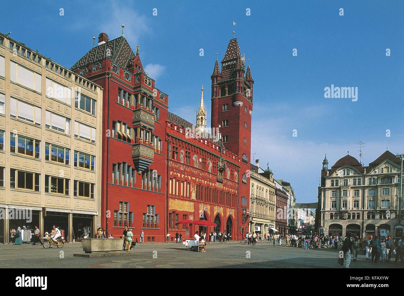 Government buildings at a town square, Marktplatz and the Town Hall ...