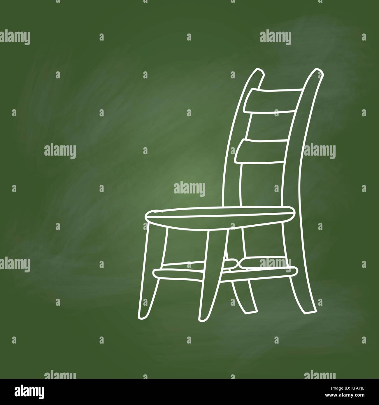 Hand drawing Chair Cartoon on textured green board. for Education ...