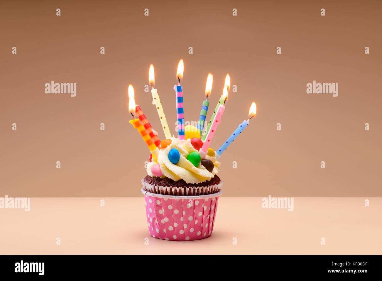 Colorful Birthday muffins Stock Photo - Alamy
