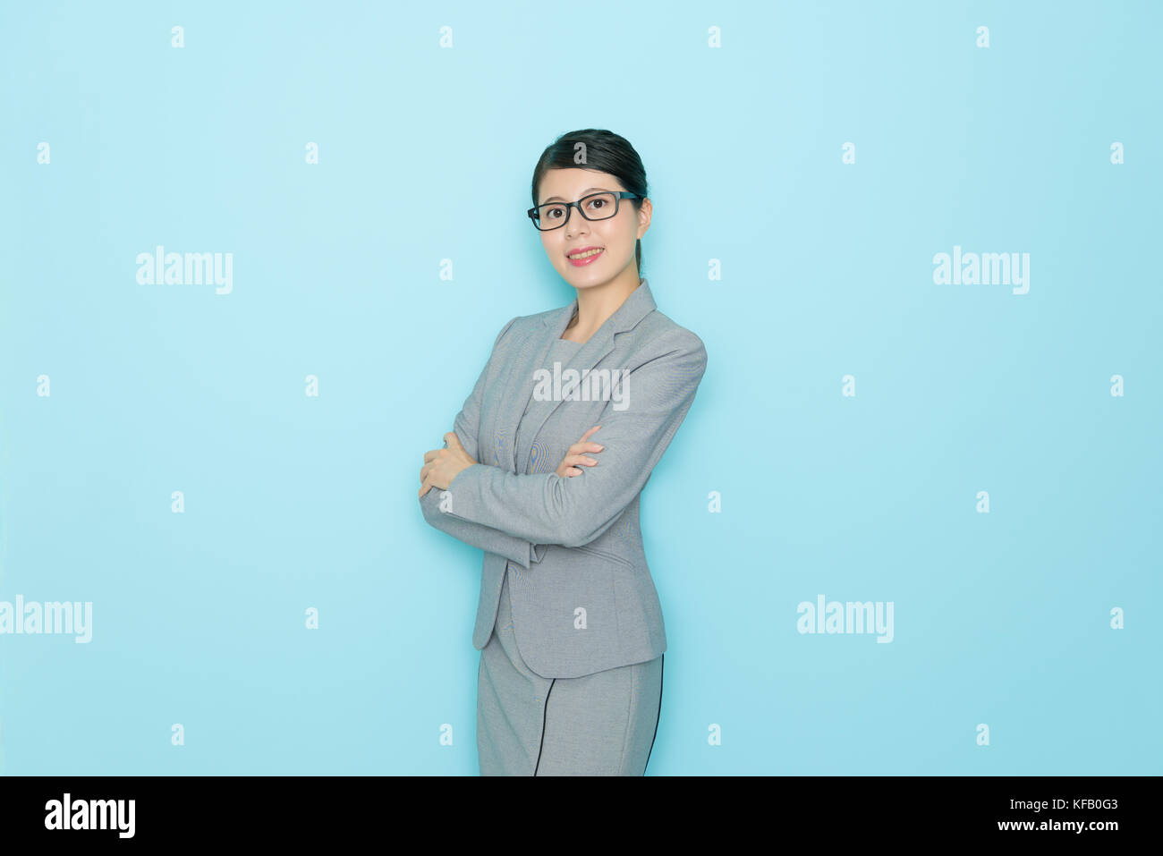 pretty sweet woman right agent worker looking at camera smiling and ...