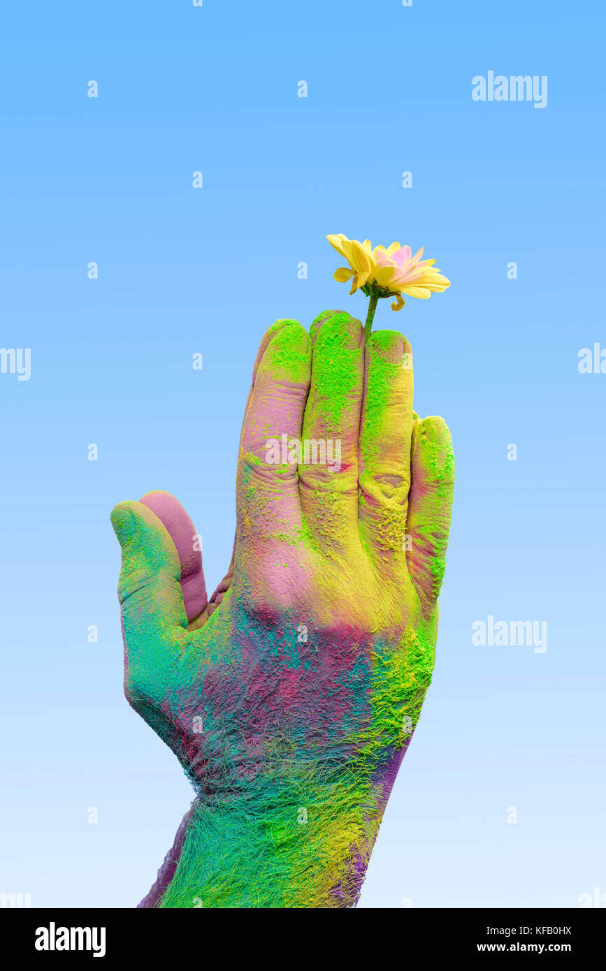 Festival of colour hands hi-res stock photography and images - Alamy